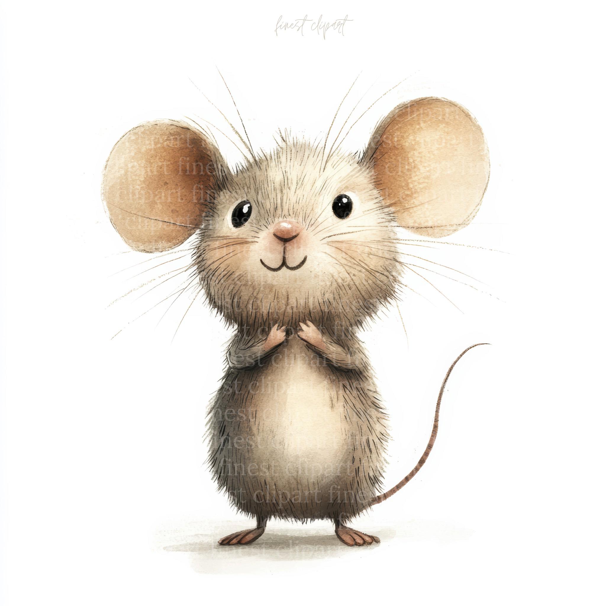 11 Cartoon Farm Mouse JPG Clipart Set, White Background, Cute Happy Sad ...