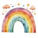 11 Cute Rainbows Watercolor Clipart Set, JPG Images, White Background ...