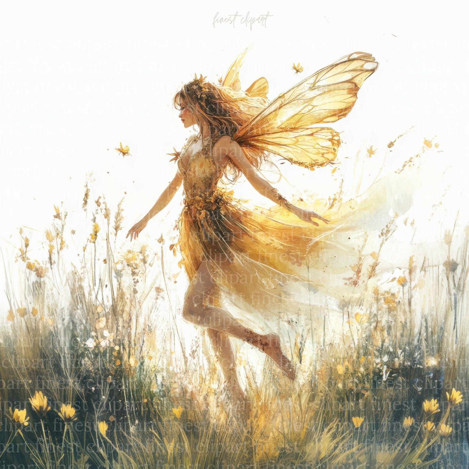 10 Wildflower Fairies Clipart - JPG - Watercolor Butterflies With ...