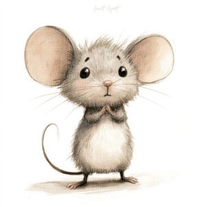 11 Cartoon Farm Mouse JPG Clipart Set, White Background, Cute Happy Sad ...