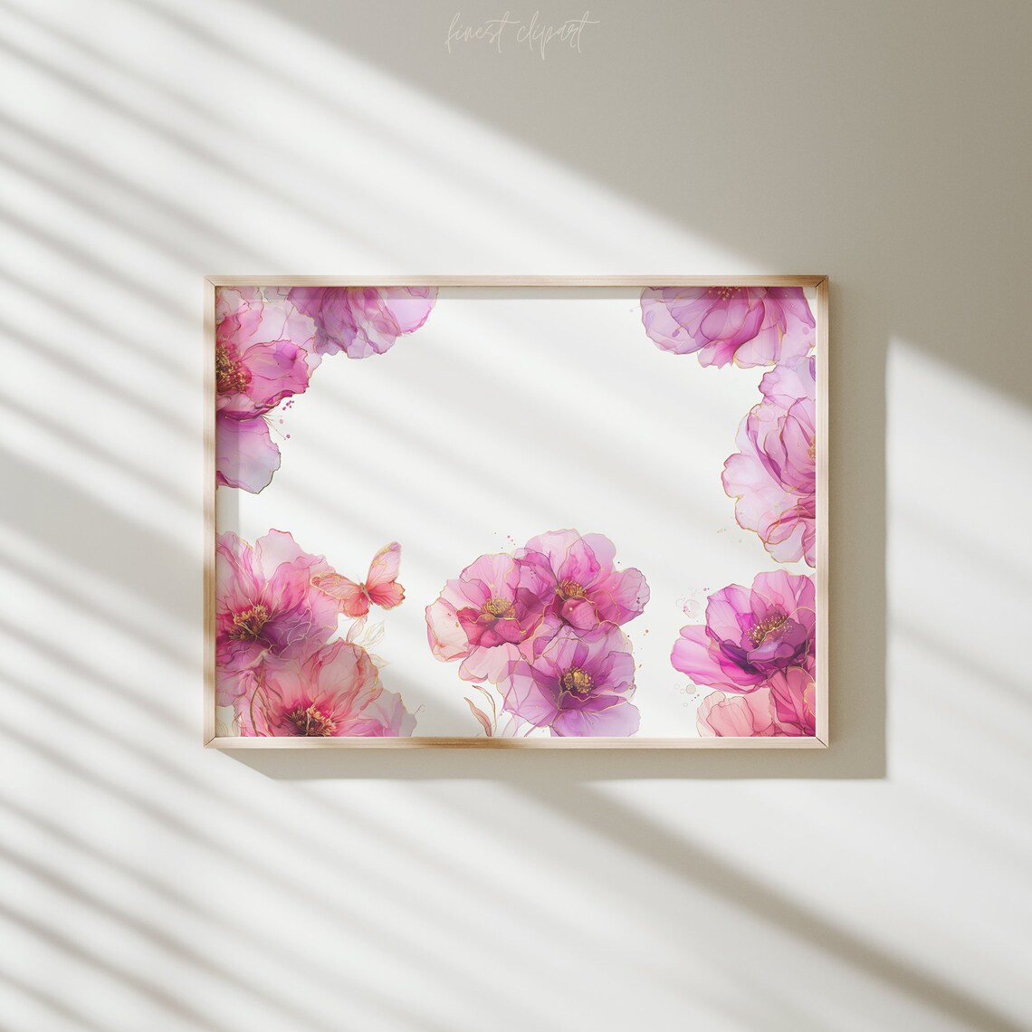 15 Abstract Watercolor Flower Clipart PNG Set Pink and Gold Blossoms ...