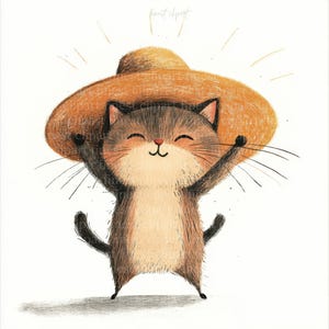 10 Dancing Cartoon Cat JPG Clipart Images - Happy Watercolor Cats With ...