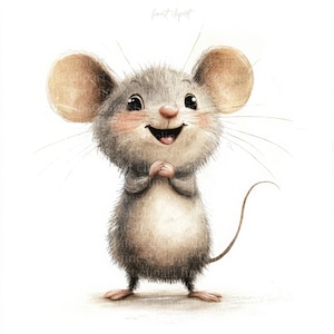 11 Cartoon Farm Mouse JPG Clipart Set, White Background, Cute Happy Sad ...