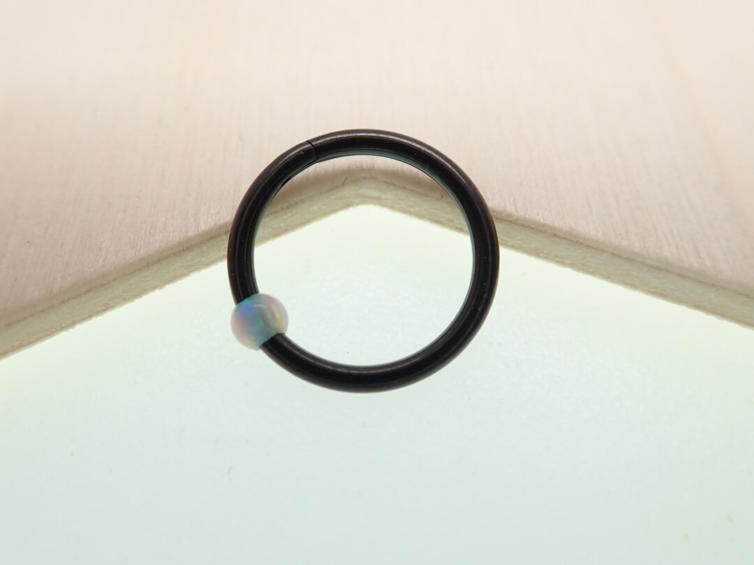 PVC Black 3mm Opal Hoop Segment Piercing Implant Titanium , Hinged ...