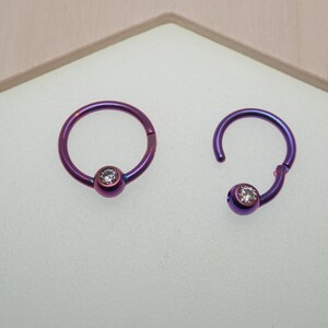 Vibrant Purple Clicker 16g Hoop Segment With CZ Ball,body Piercing ...