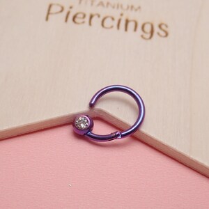 Vibrant Purple Clicker 16g Hoop Segment With CZ Ball,body Piercing ...