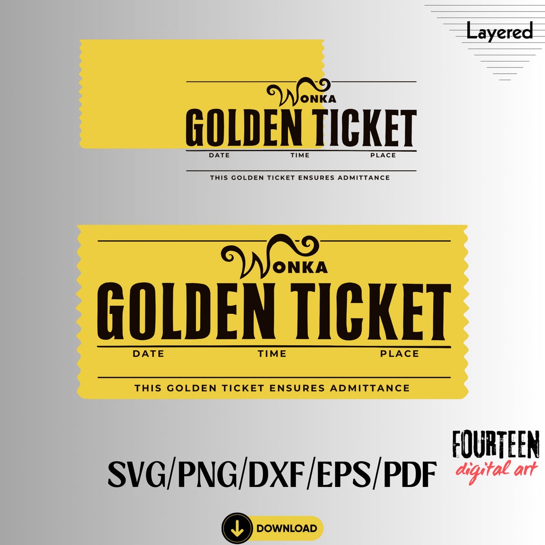 Wonka Golden Ticket SVG, Layered, Chocolate Ticket, Cricut, Laser ...