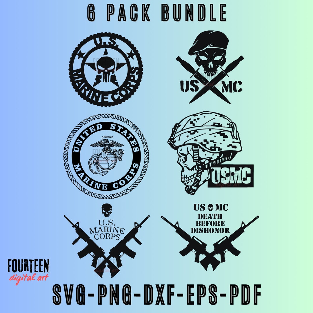 USMC SVG Bundle Marine Corps PNG, Us Army, Military, Svg, Png, Dxf, Eps, Pdf, Cutting, Instant ...