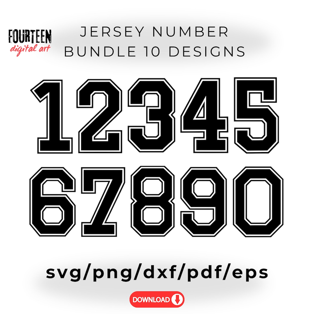Jersey Numbers Svg/png/dxf/eps/pdf, Sport Numbers, Vector Files, Black ...