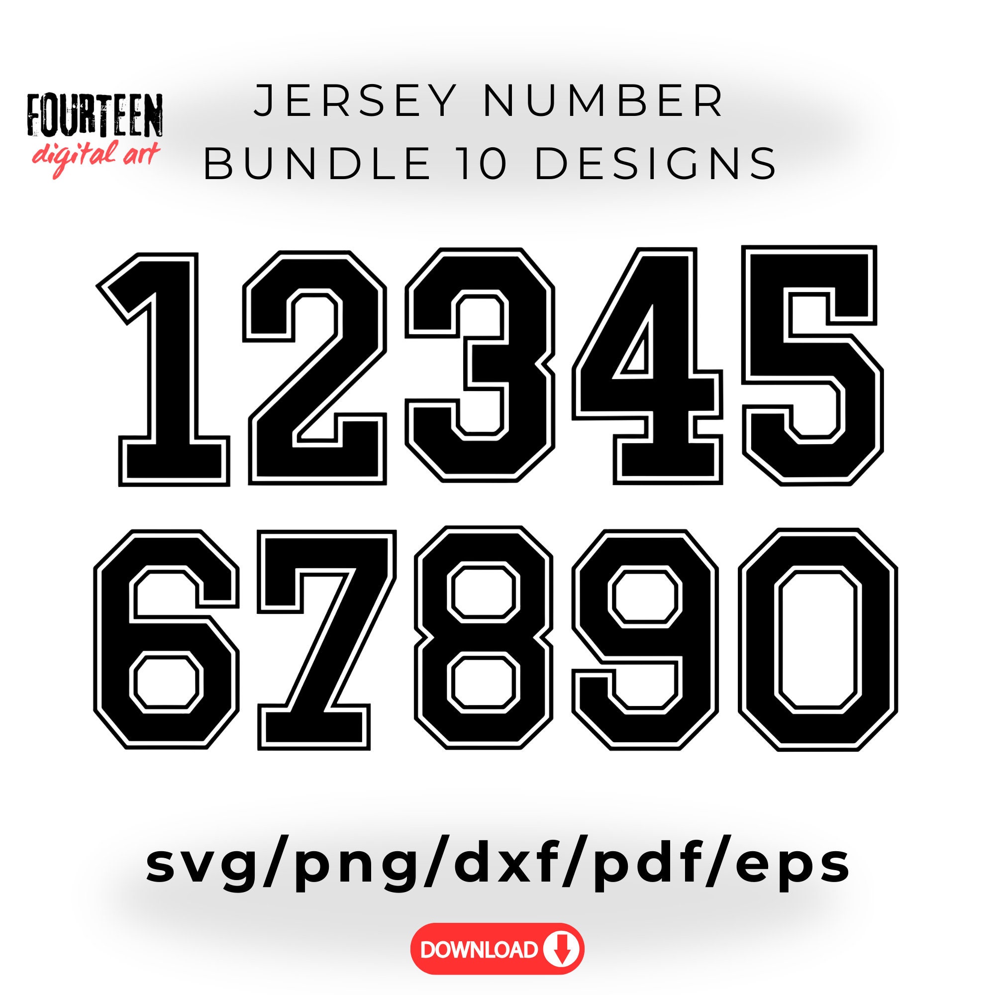 Jersey Numbers Svg/png/dxf/eps/pdf, Sport Numbers, Vector Files, Black ...