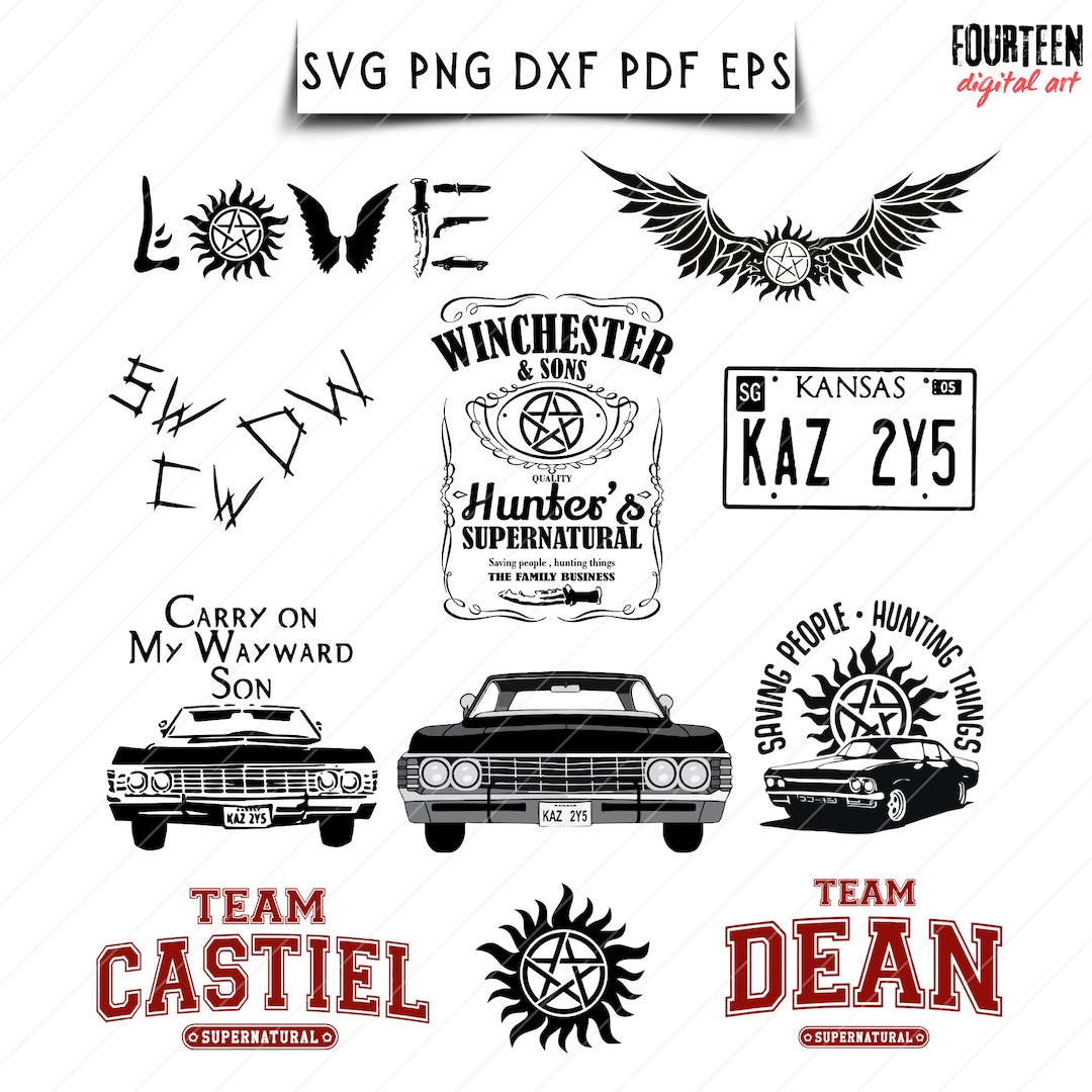 Supernatural Bundle, Svg, Png, Dxf, Pdf, Eps, Team Dean, Team Castiel ...