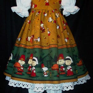 RARE Peanuts Snoopy THANKSGIVING 3 Piece Dress Set Girls CUSTOM Size ...