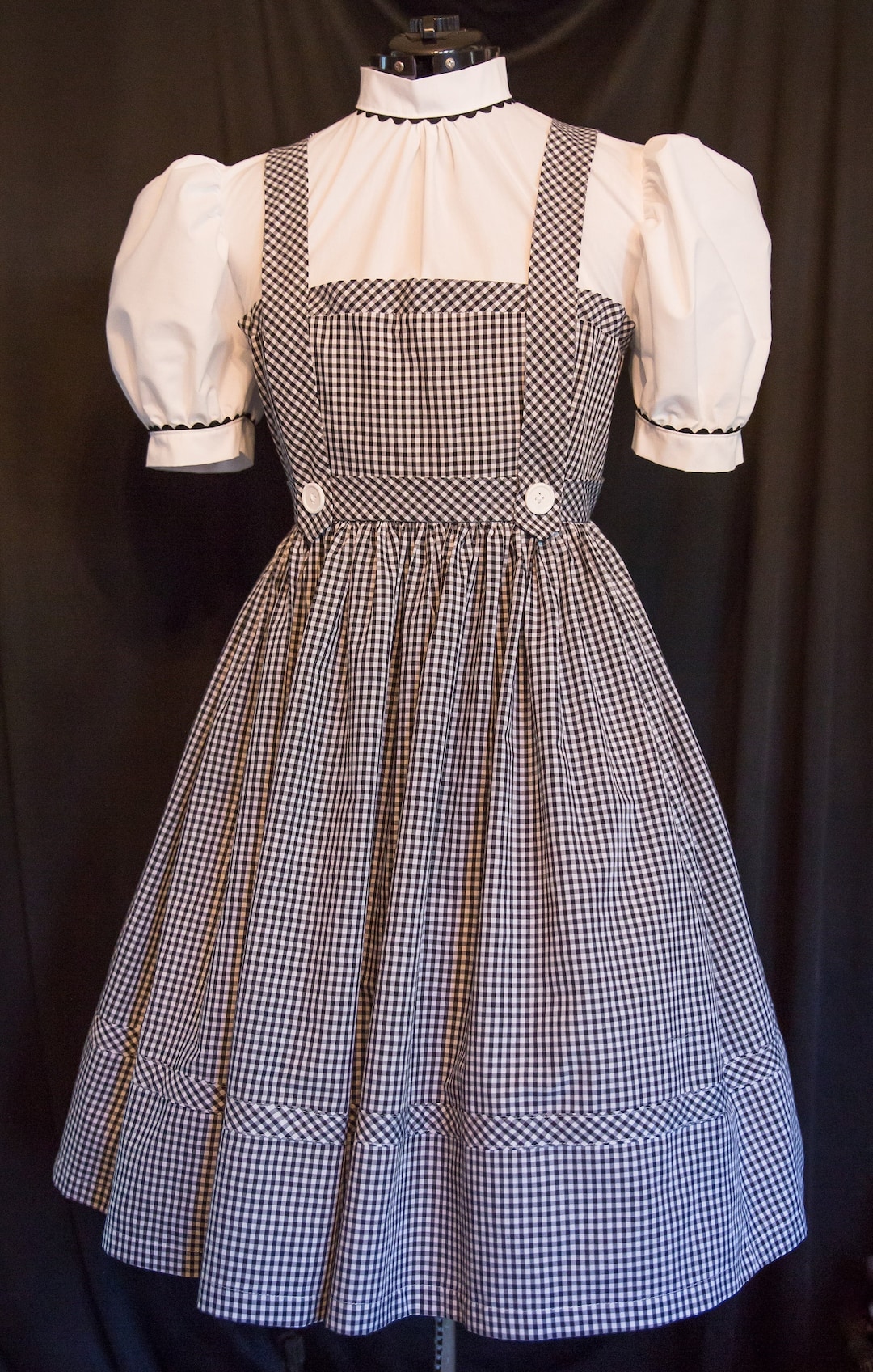 DOROTHY Costume AUTHENTIC Reproduction Black and White Dress OZ Custom ...