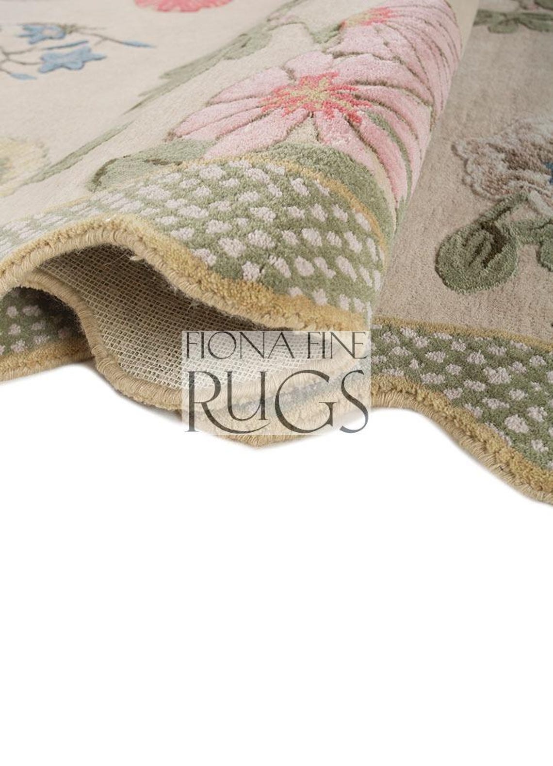 Hand Tufted Wool Floral Rug Vintage Cottagecore Scalloped Carpet for ...