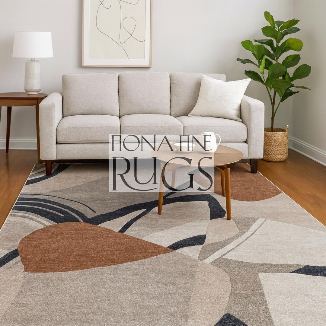 Modern Abstract Hand Tufted Loop and Cut Rug Wool & Viscose ...