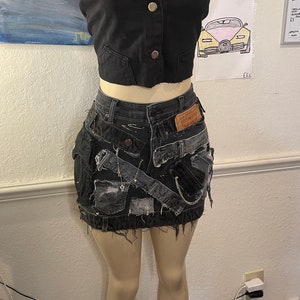 Custom Denim Black Mini Skirt - Etsy