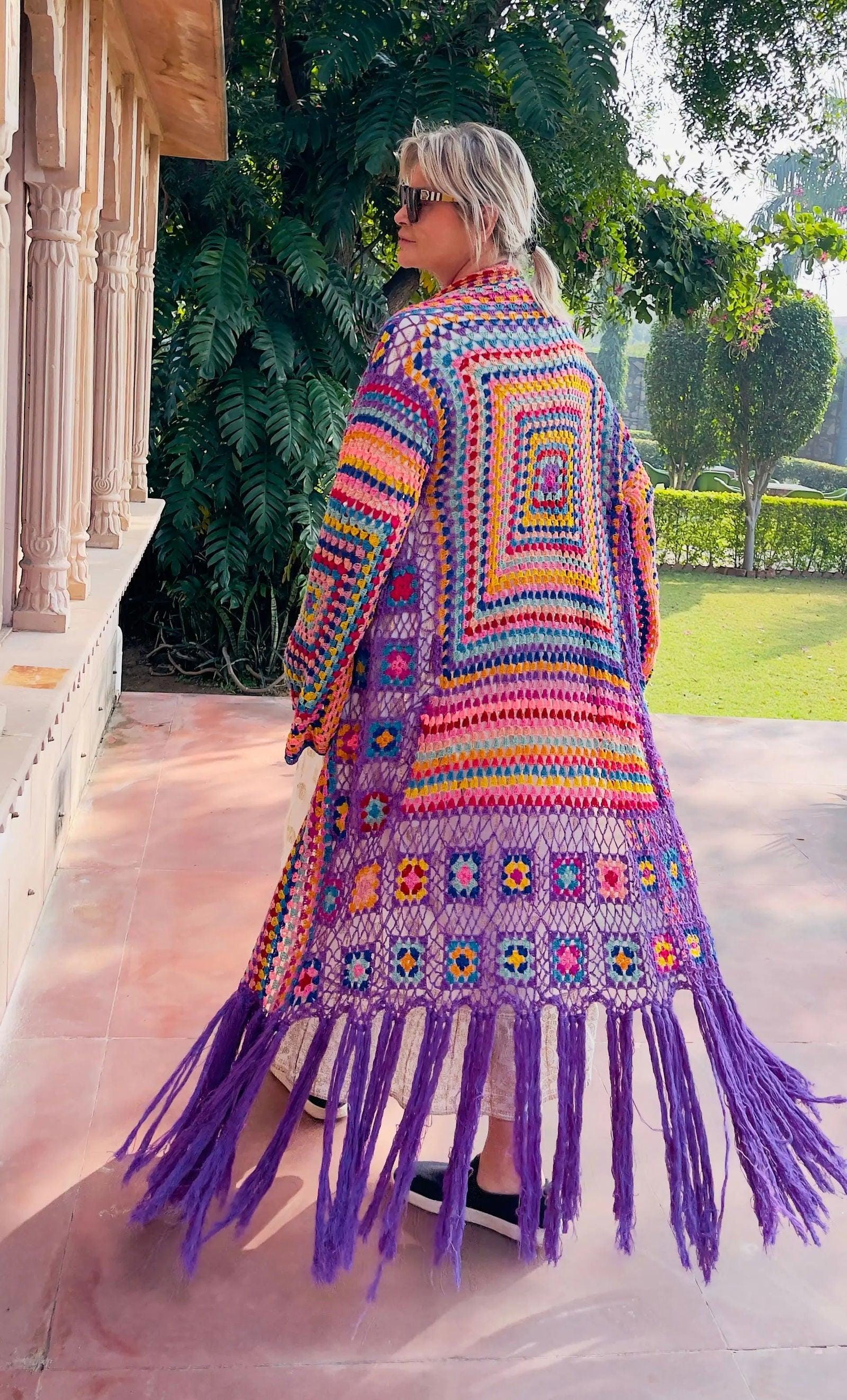 Maxi Pastel Crochet Duster: Handmade 100% Cotton - Etsy