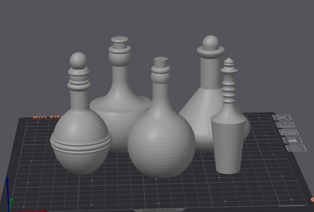 Potion Bottle 3D Models, 5 Unique Designs, STL Digital Files for Props ...