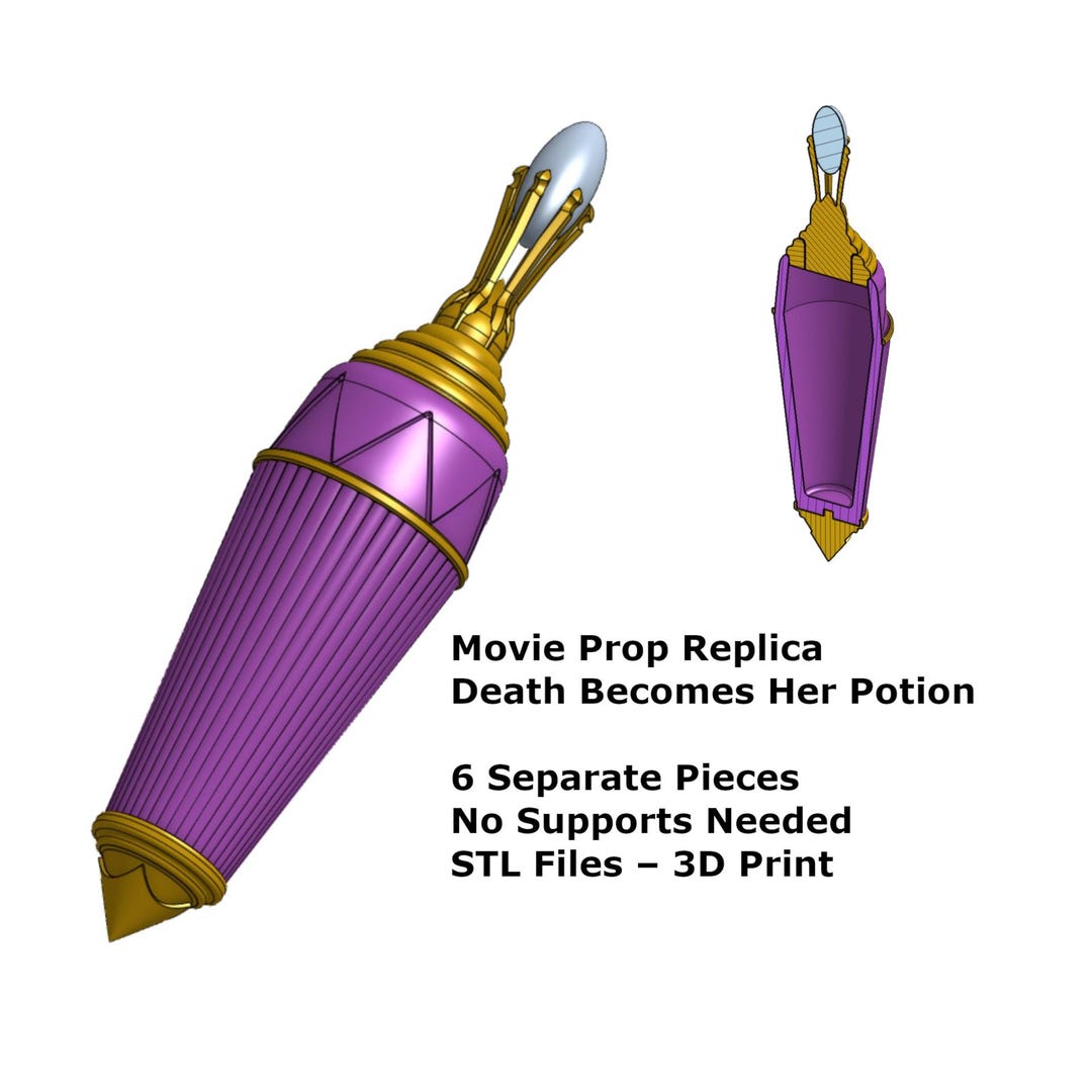 Death Becomes Her Potion Bottle STL | 3D Print Prop | 6 Piece Model for ...