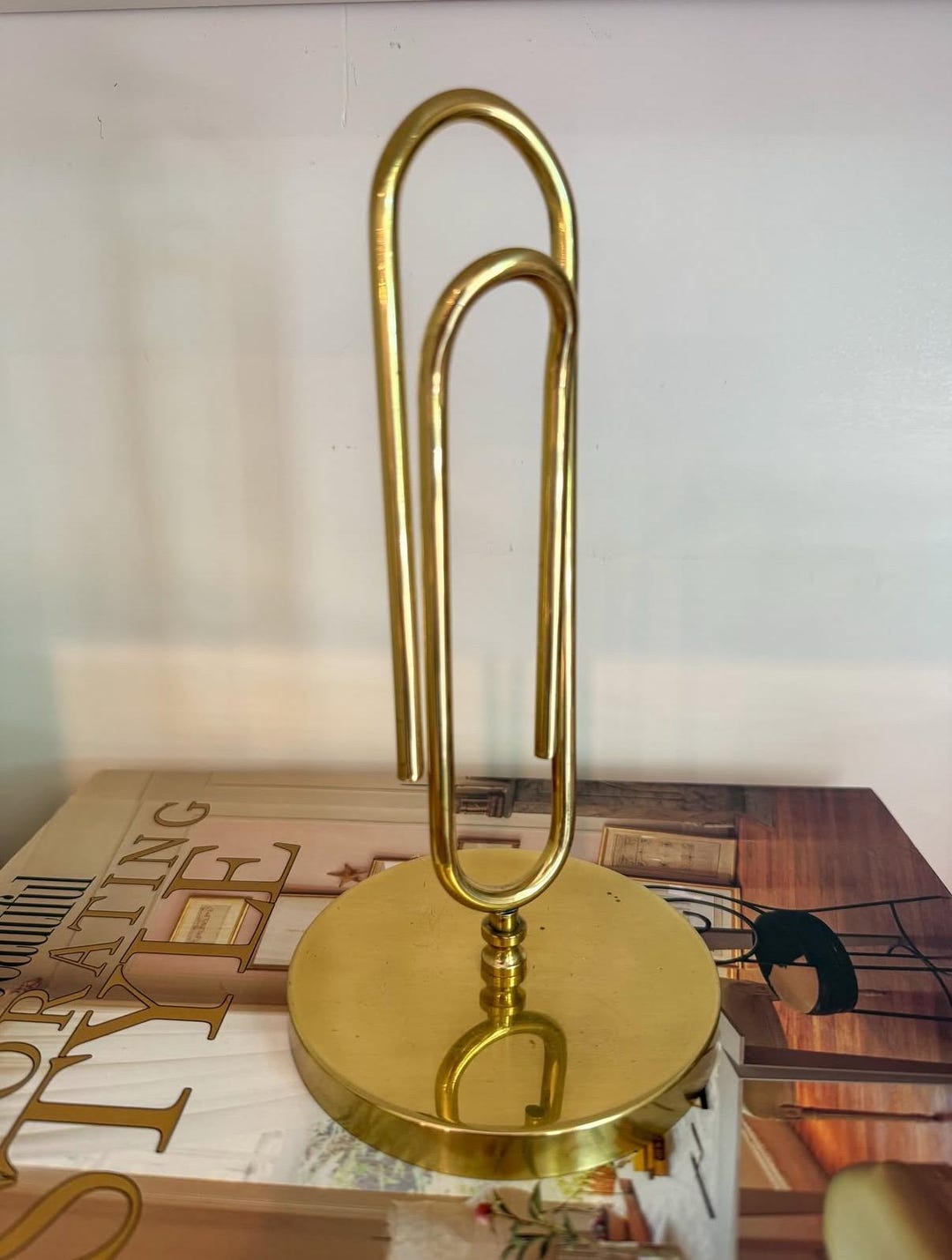 Vintage Brass Paperclip Letter Holder: Mid-century Modern Desk ...
