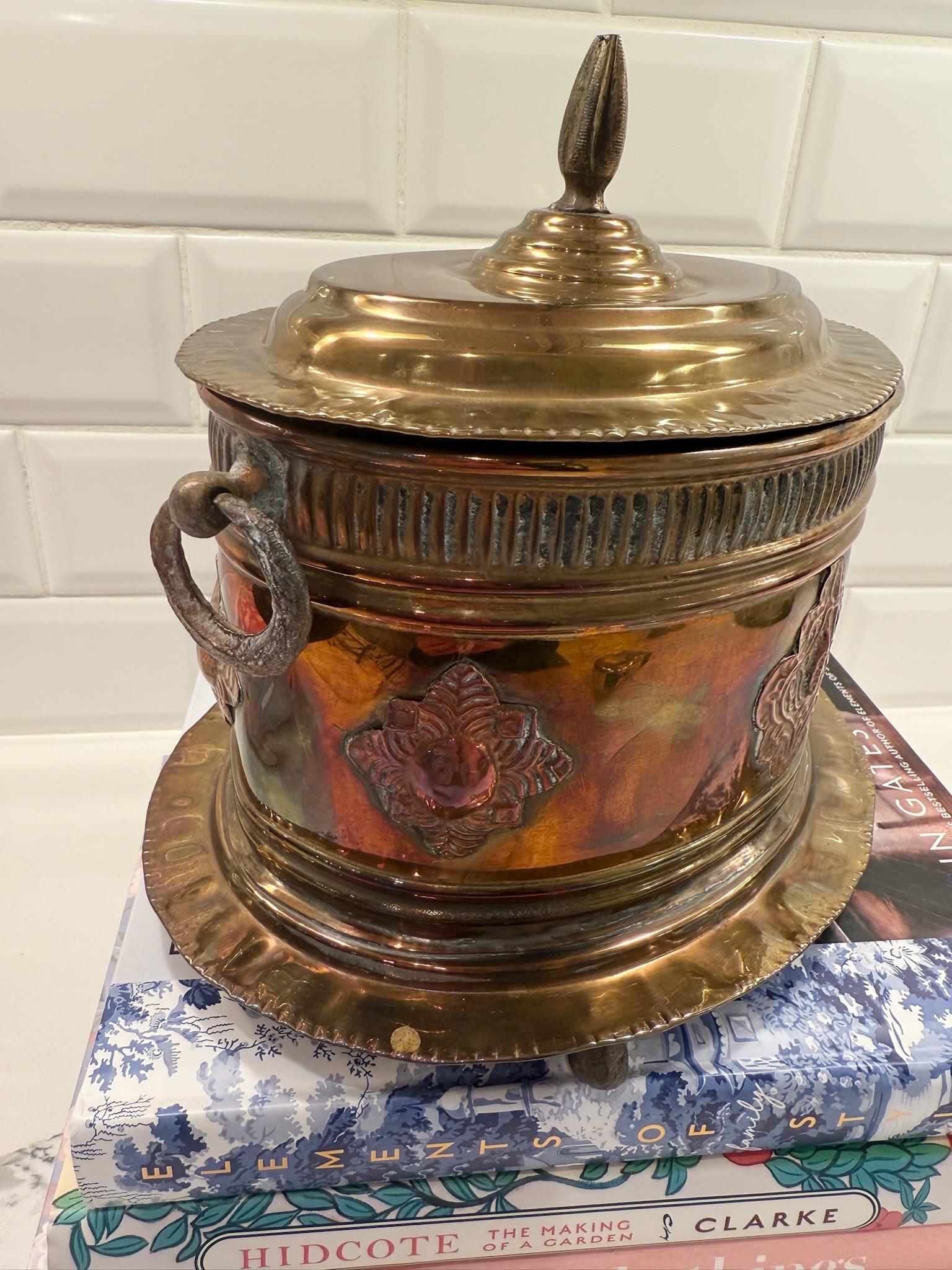 Vintage Brass & Copper Tea Caddy Lidded Box - Etsy