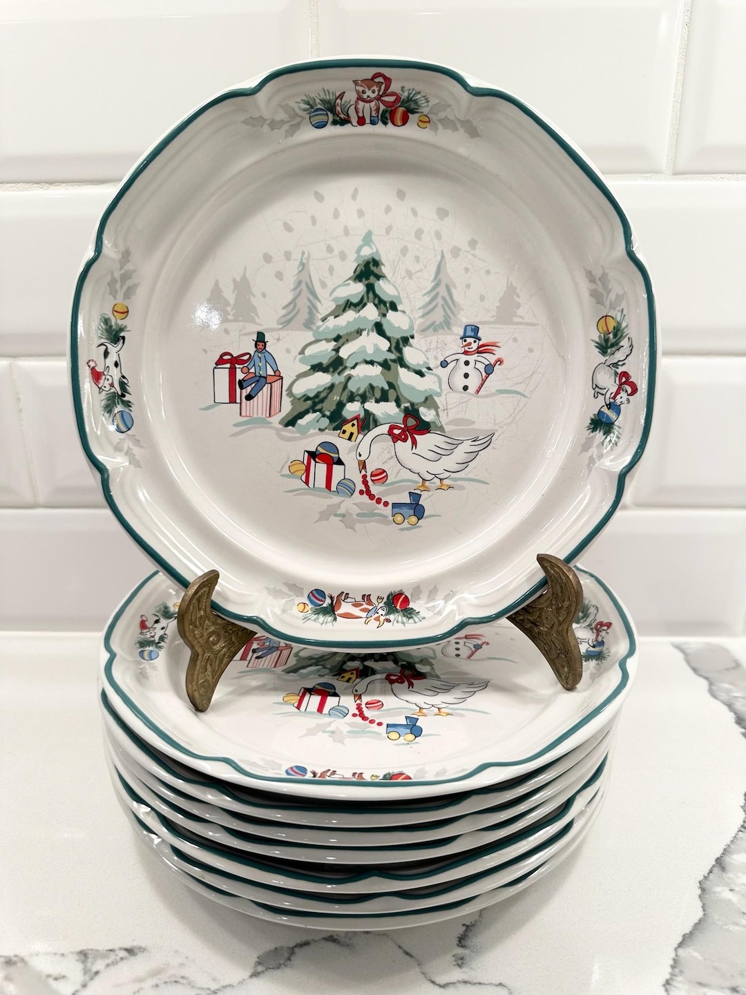 Set of 8 Vintage, Charming “country Christmas” Dessert Plates by ...