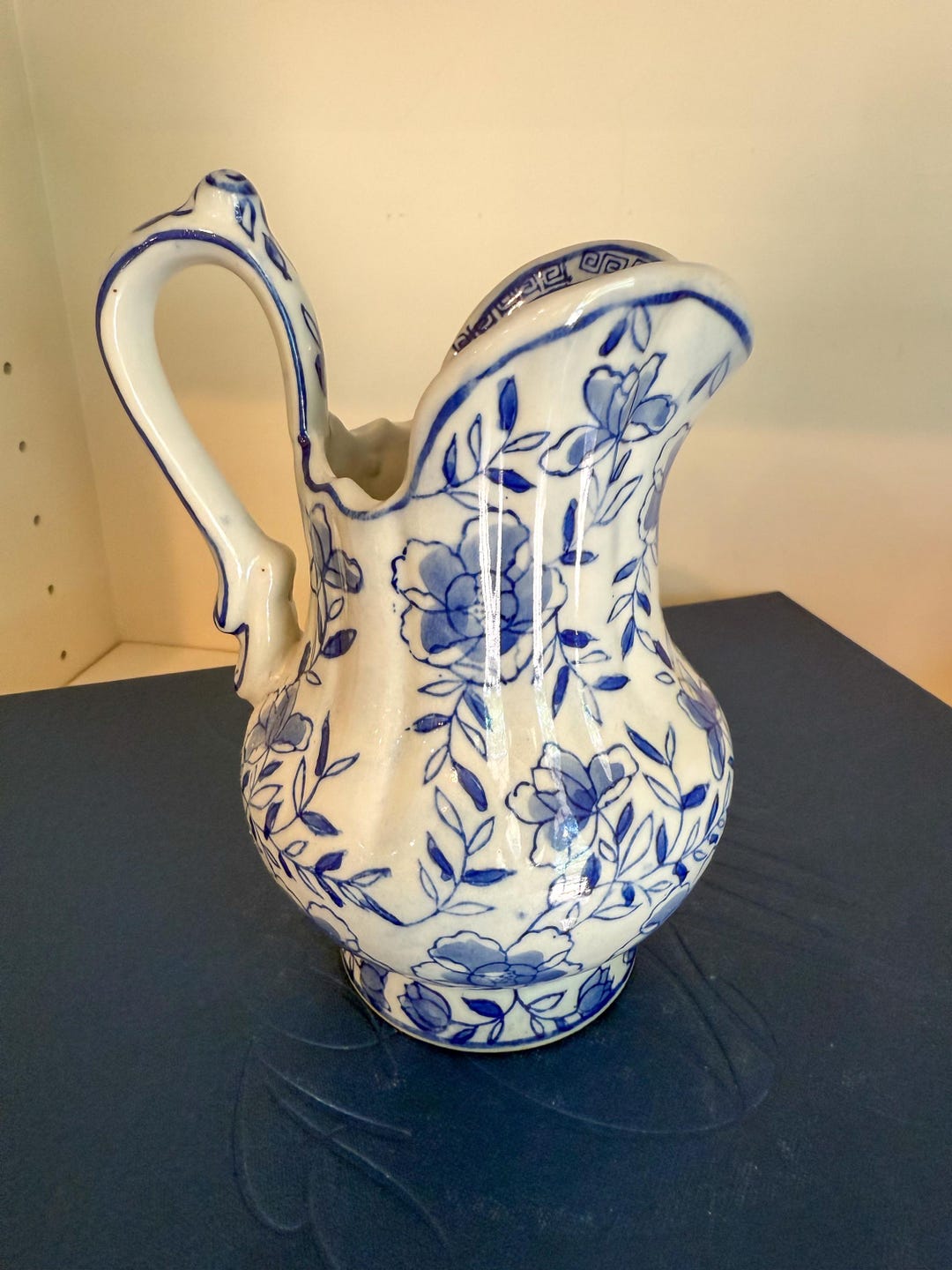 Vintage Andrea by Sadek Small Blue & White Porcelain Pitcher Bud Vase 6 ...