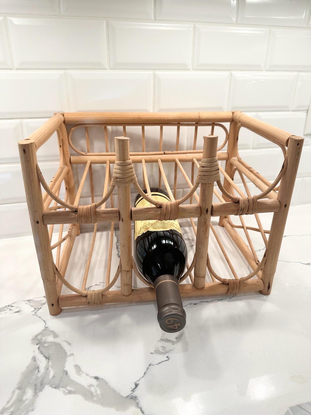 Rattan & Wicker Wine 6 Bottle Rack - Etsy