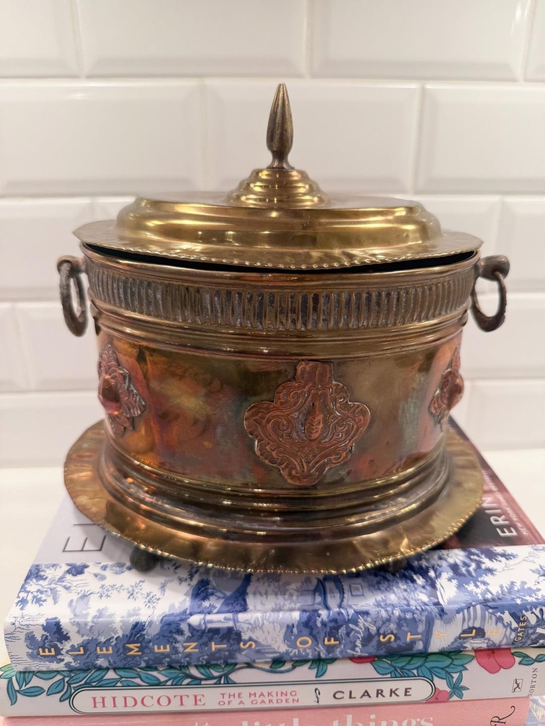 Vintage Brass & Copper Tea Caddy Lidded Box - Etsy