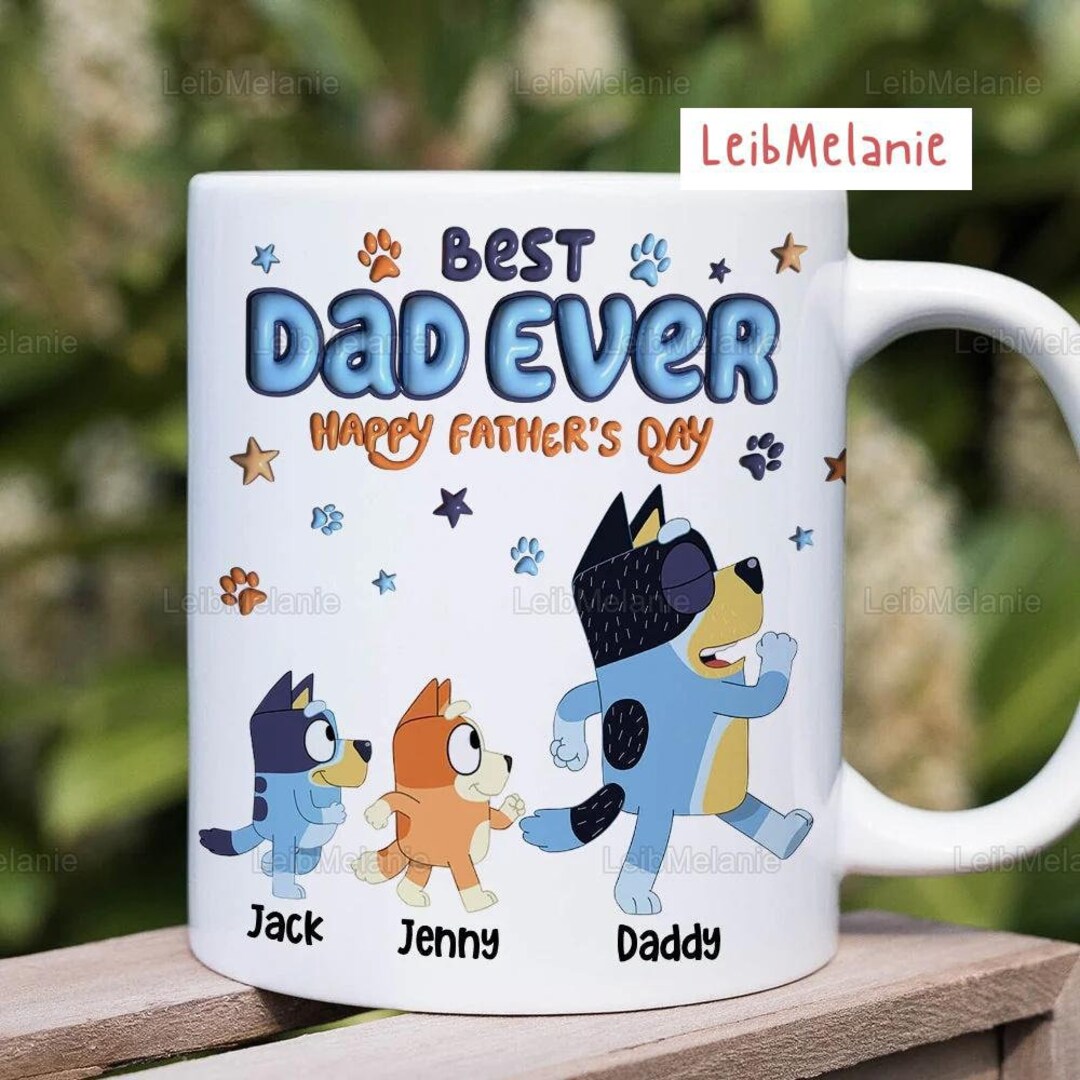 Personalized Bluey Coffee Mug, Bluey Dad Mug, Custom Bluey Mug, Gift ...