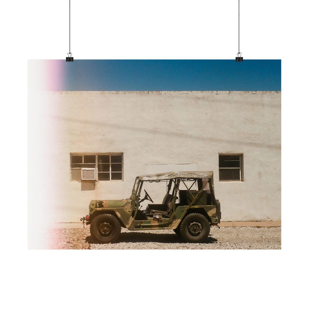 Vintage Military Jeep Art Print - Rustic Desert Landscape Photography ...