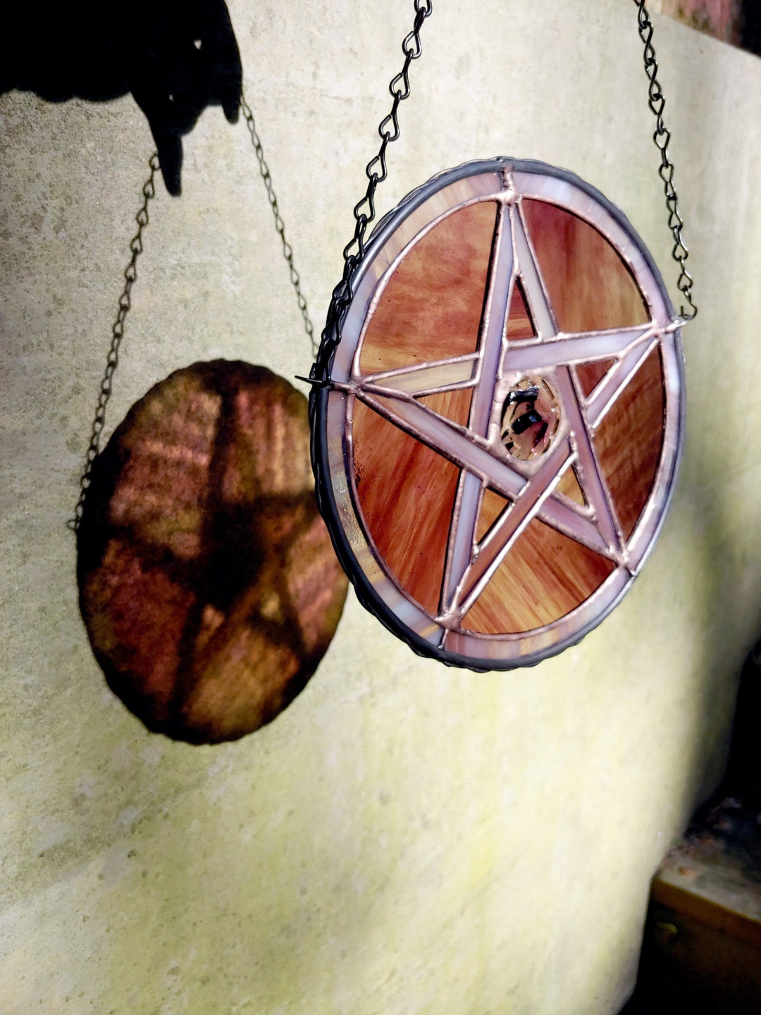 Stained Glass Pentacle, Pentagram, Pagan, Goth Decor - Etsy