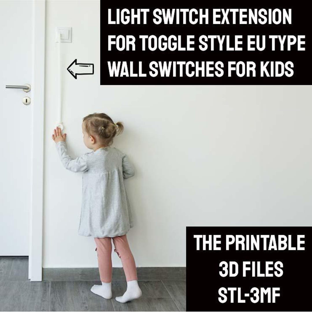 STL, 3mf File for 3D Printing. Light Switch Extender for Toddlers EU ...