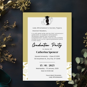 Lady Whistledown Bridgerton Style Graduation Party Invitation ...