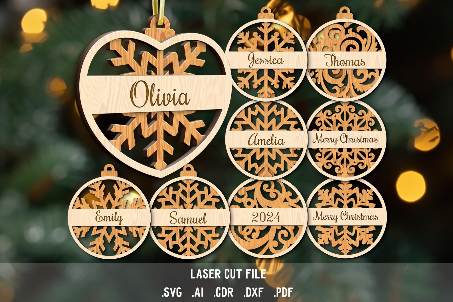 Christmas Tree Toy SVG Bundle. Laser Cut File for Glowforge. Name ...
