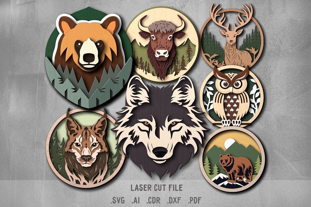 Forest Animals SVG Bundle. Laser Cut File for Glowforge. Nature, Lynx ...