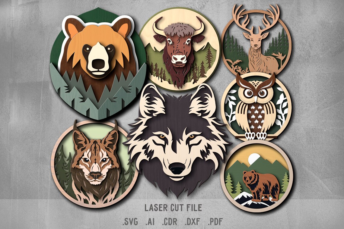 Forest Animals SVG Bundle. Laser Cut File for Glowforge. Nature, Lynx ...