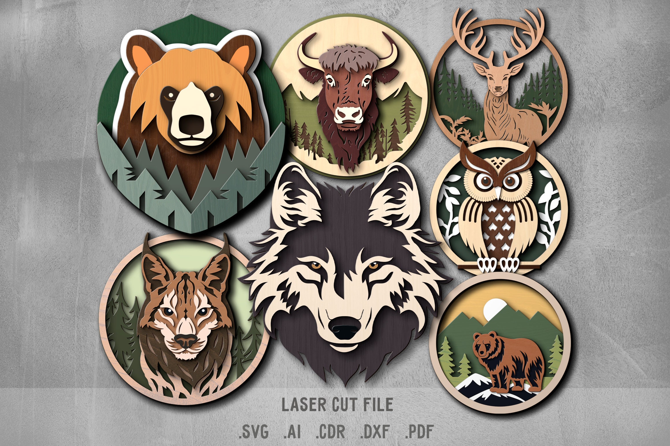 Forest Animals SVG Bundle. Laser Cut File for Glowforge. Nature, Lynx ...