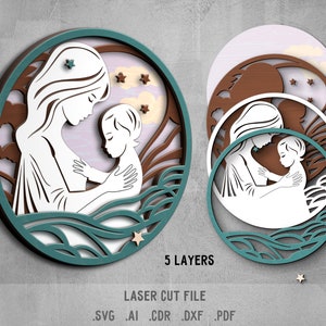 Mom and Child SVG Bundle. Laser Cut File for Glowforge. Mother With ...