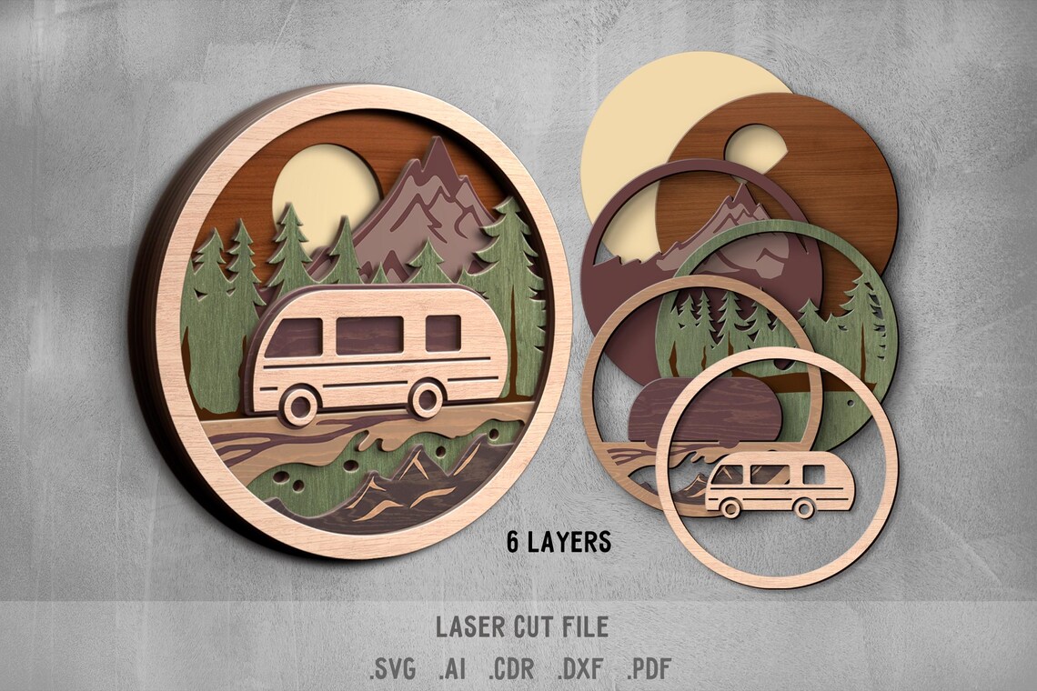 Trailer SVG. Laser Cut File for Glowforge. Camping, Motorhome, Nature ...