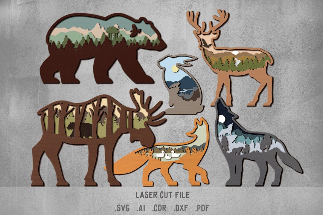 Forest Animals SVG Bundle. Laser Cut File for Glowforge. Nature ...
