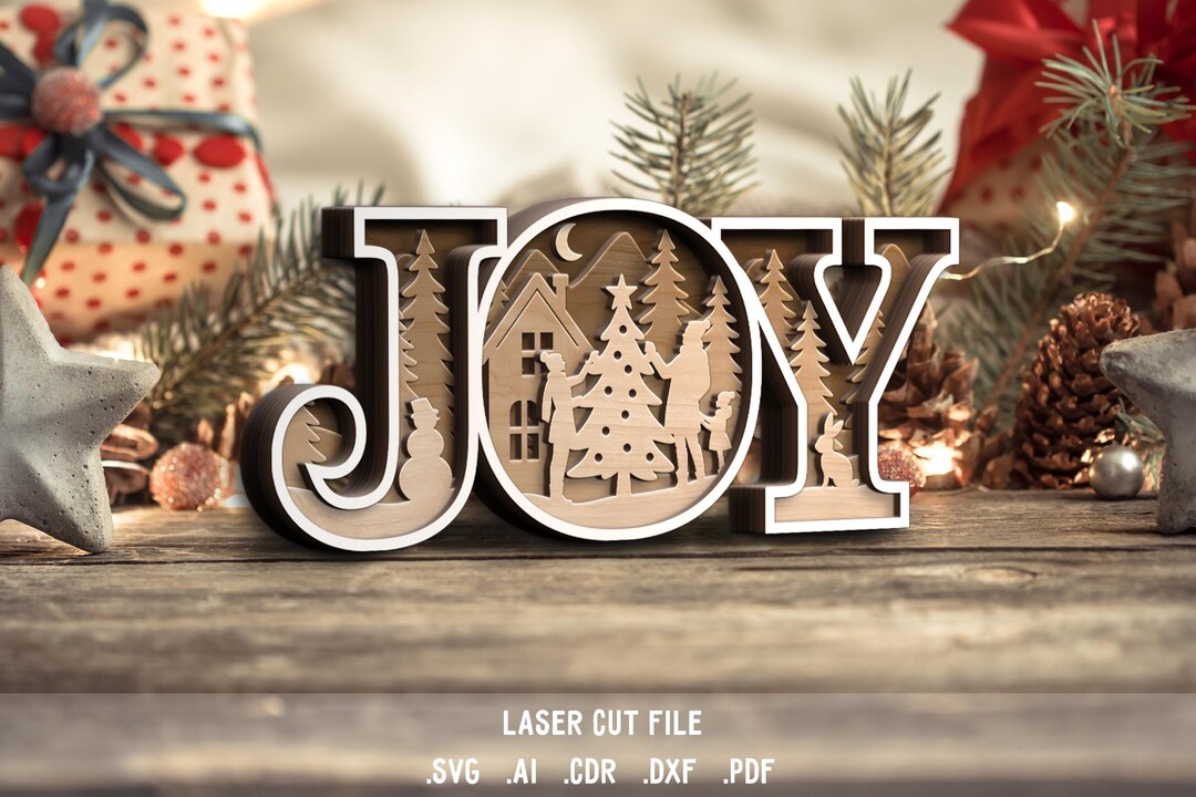 Joy SVG. Laser Cut File for Glowforge. Christmas Sign, Decorating ...