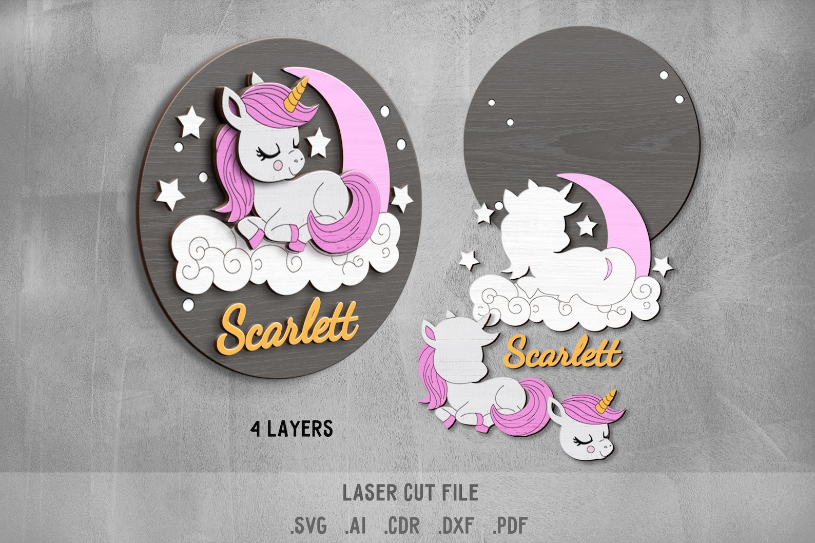 Unicorns Baby Name Sign SVG Bundle. Laser Cut File for Glowforge. Clouds, Moon, Nursery Decor - Etsy