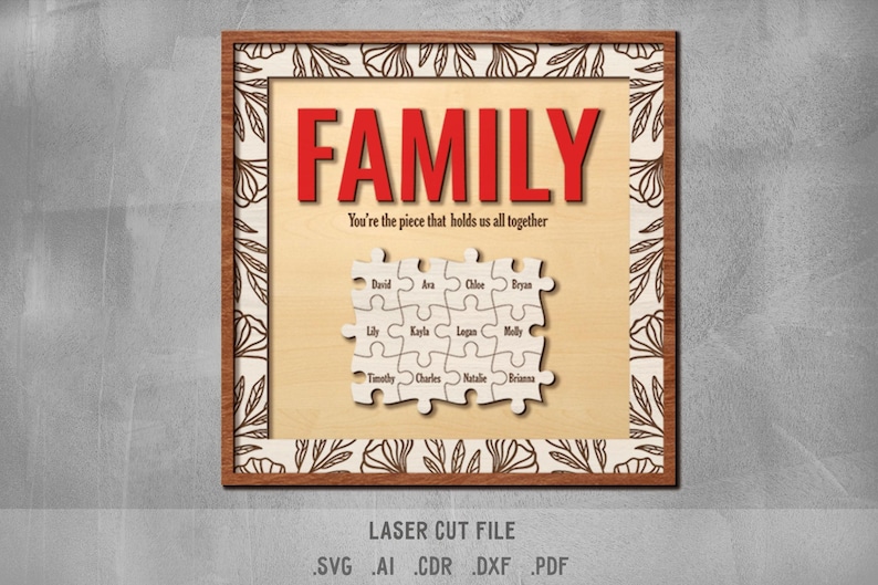 Family Puzzle Bundle SVG. Laser Cut File for Glowforge. Family Tree ...