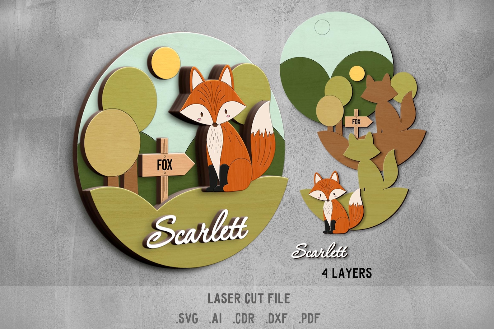 Baby Name Sign SVG Bundle. Laser Cut File for Glowforge. Fox, Rocket ...