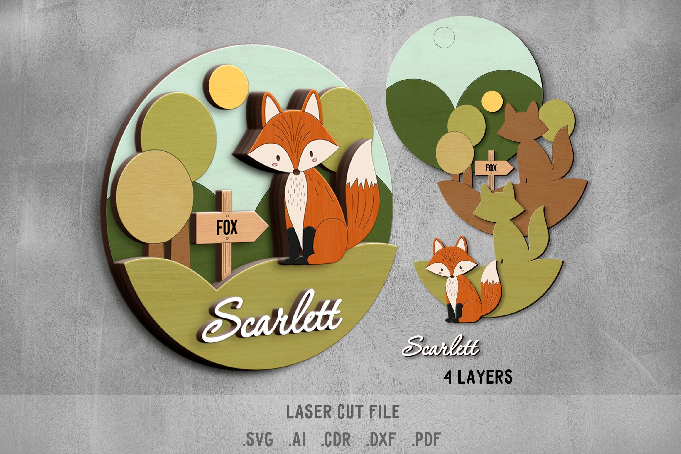 Baby Name Sign SVG Bundle. Laser Cut File for Glowforge. Fox, Rocket ...