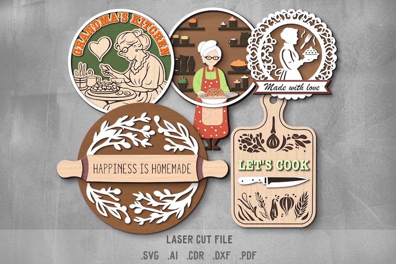 Kitchen SVG Bundle. Laser Cut File for Glowforge. Grandma, Pie, Rolling ...