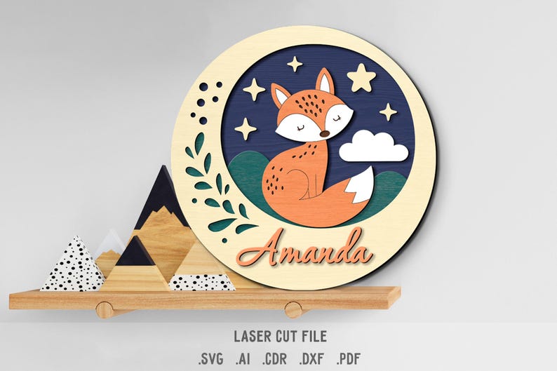 Baby Name Sign SVG Bundle. Laser Cut File for Glowforge. Fox, Rocket ...