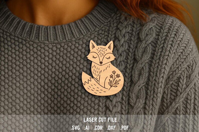 Christmas Pin SVG. Laser Cut File for Glowforge. Fox Badge, Forest ...