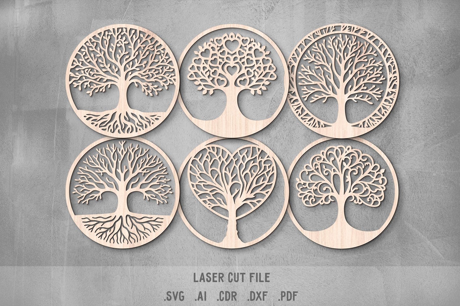 Tree of Life SVG Bundle. Laser Cut File for Glowforge. Floral Wall ...